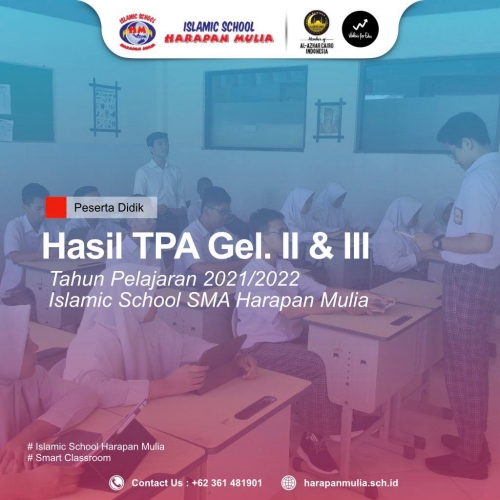 Hasil TPA Gelombang II & III - SMA - Islamic School Harapan Mulia